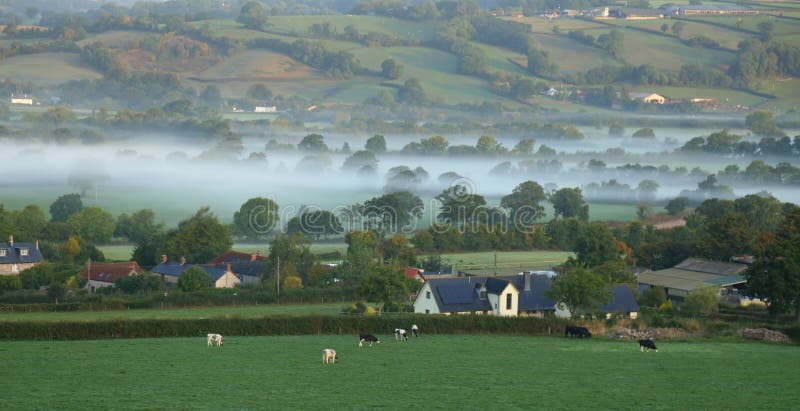 Axe Valley in the mist stock photo. Image of trees, misty - 127088038