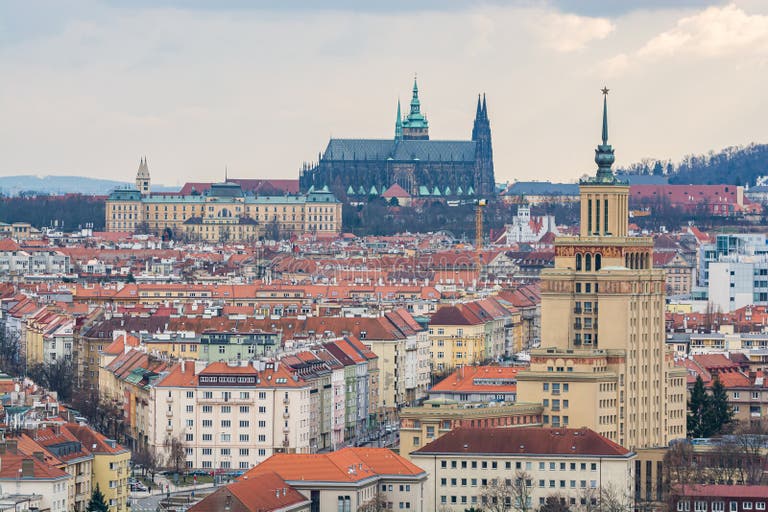 Panoramic View of Baba Area on Dejvice and Prague Castle, Prague 6 Area ...