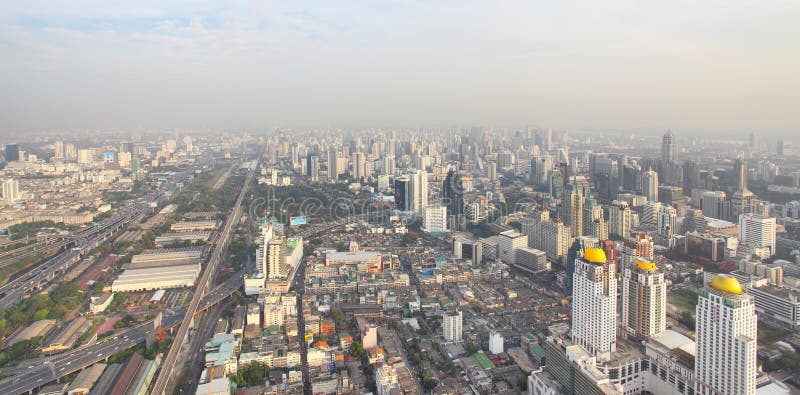 Panoramic View of Bangkok City Editorial Stock Photo - Image of scene ...