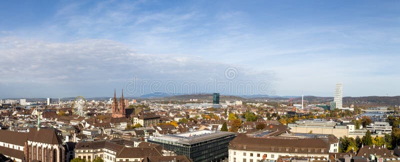 Panoramic View of Basel, Switzerland Editorial Photography - Image of ...
