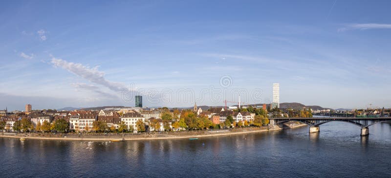Panoramic View of Basel, Switzerland Stock Photo - Image of river ...