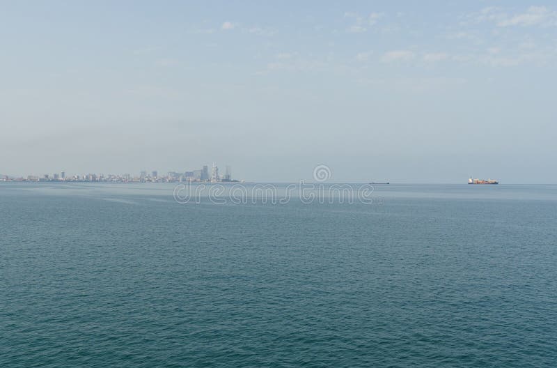 Panoramic View of Batumi, the Sea and Cargo Ships Stock Image - Image ...