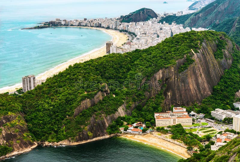 Panoramic View of the Beach Area Rio De Janeiro in Summer. Stock Image ...
