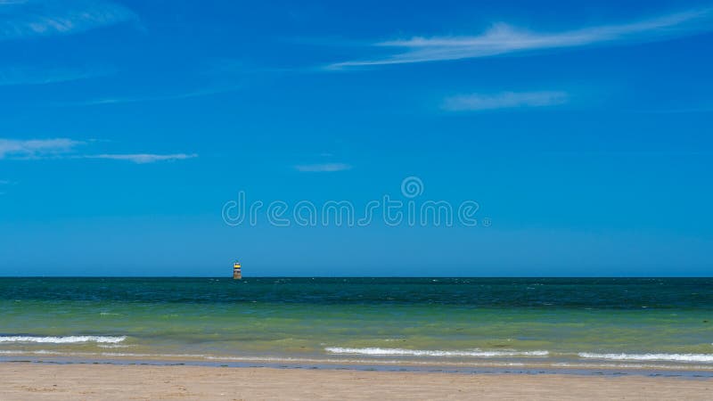 Panoramic View of Beach with Navigation Pilot in Sea and Sky in ...