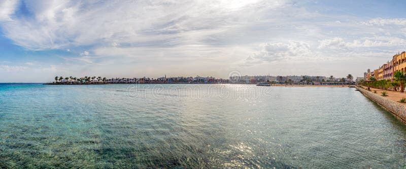 Panoramic View on the Beach of the Red Sea Stock Photo - Image of coast ...