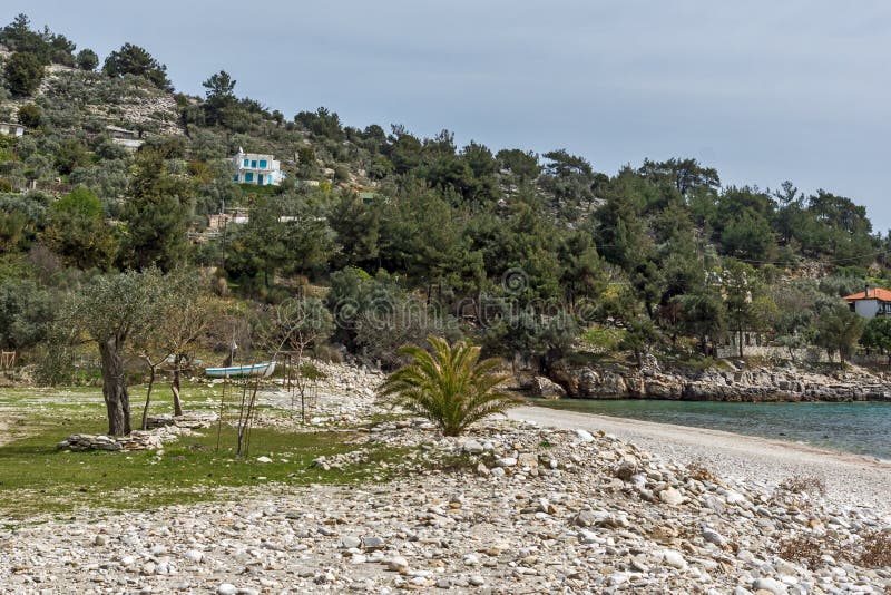 Panoramic View of Beach, Thassos Island, Greece Stock Image - Image of ...