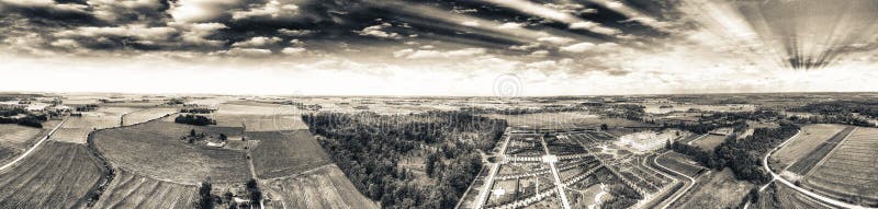 Panoramic View of Beautiful Countryside at Sunset Stock Photo - Image ...