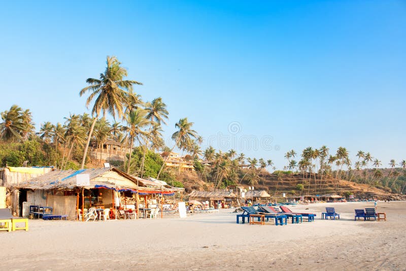 Panoramic View of Beautiful Tropical Beach Vagator Stock Image - Image ...