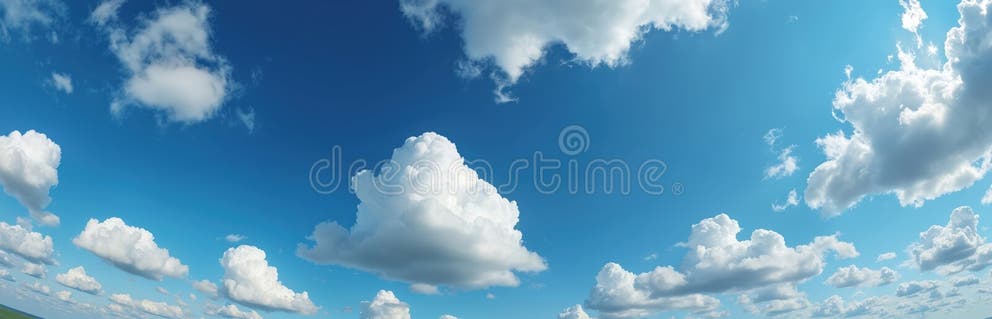 Panoramic View Beautiful White Clouds Blue Sky Background. HDRI ...