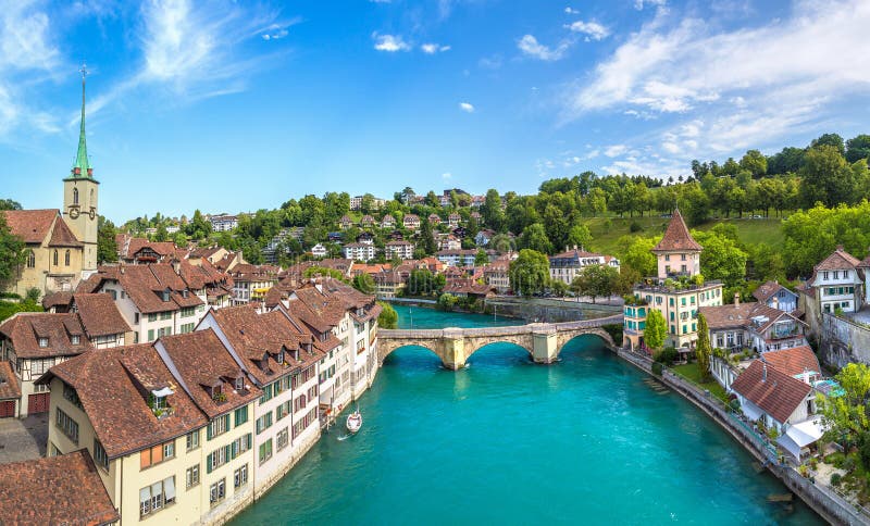 Panoramic view of Bern stock image. Image of aerial - 183880639