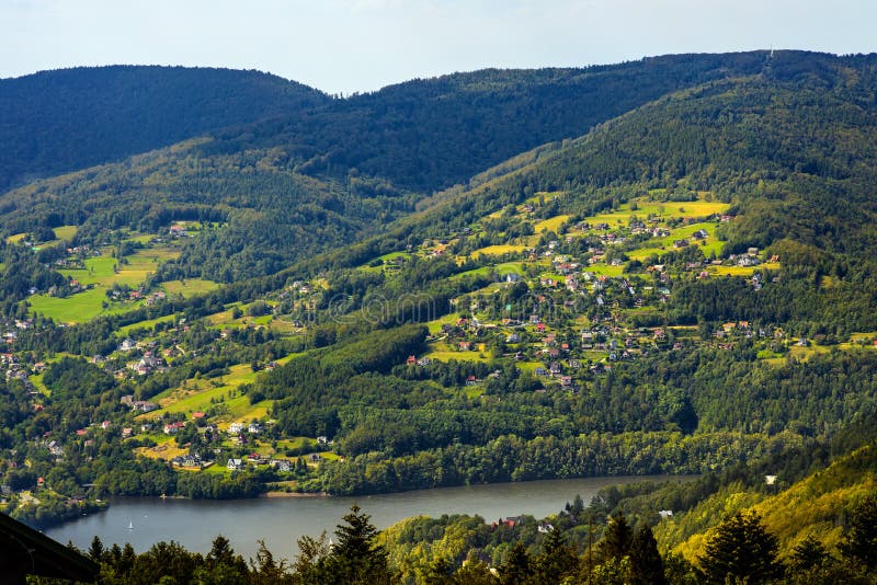 Panoramic View of Beskidy Mountains Surrounding Over Miedzybrodzkie ... Panoramic View of Beskidy Mountains Surrounding Over Miedzybrodzkie ...