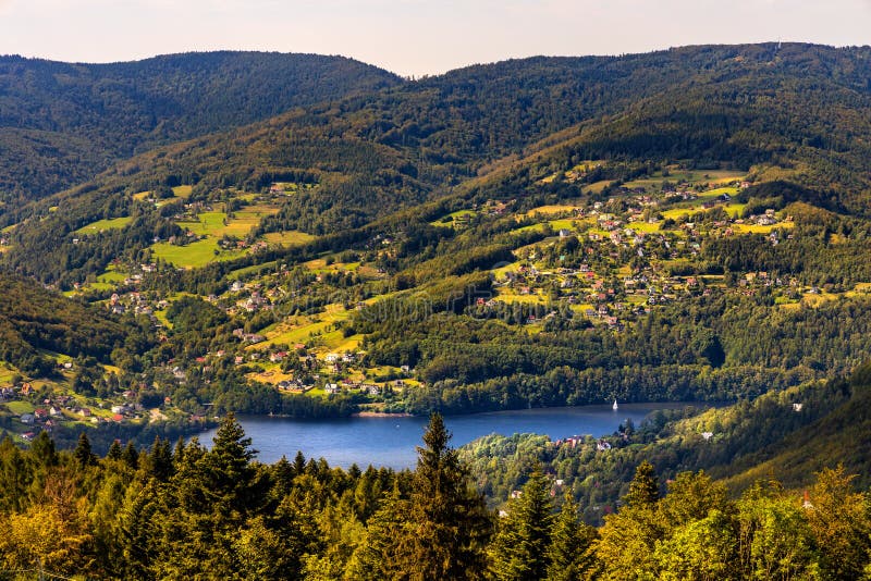 Panoramic View of Beskidy Mountains Surrounding Over Miedzybrodzkie ... Panoramic View of Beskidy Mountains Surrounding Over Miedzybrodzkie ...