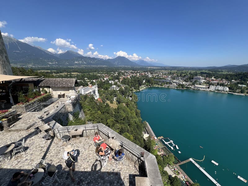 Panoramic View of Bled Settlement and on Lake Bled (Blejsko Jezero ...