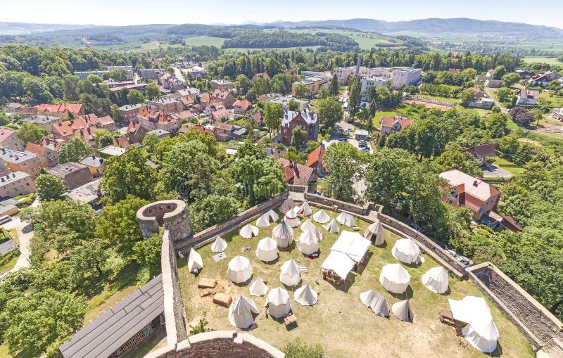 Panoramic View of Bolkow Town, Poland. Stock Image - Image of building ...