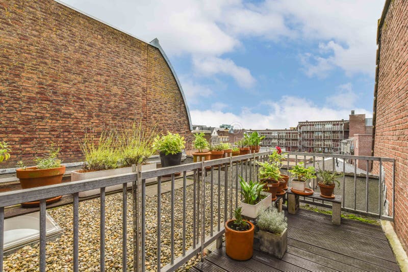 Panoramic View of Brick Buildings from Balcony Stock Image - Image of ...