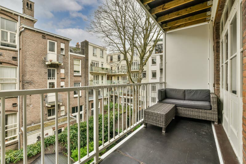 Panoramic View of Brick Buildings from Balcony Stock Image - Image of ...
