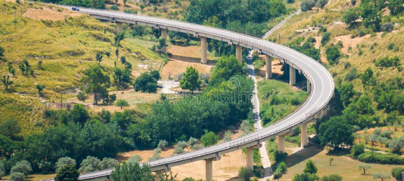 Panoramic View Bridge with Lots of Green Stock Image - Image of view ...