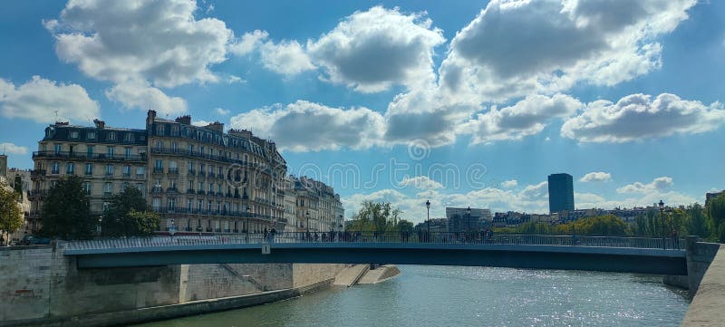 Bridge Over the Seine River Against Sky Stock Photo - Image of french ...