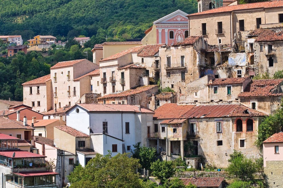 Panoramic View of Brienza. Basilicata. Italy. Stock Photo - Image of ...