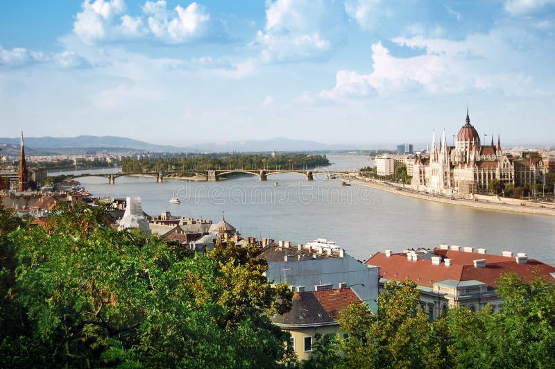 Panoramic view of Budapest stock image. Image of bridge - 17467837