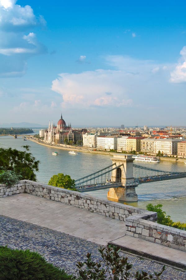 Panoramic view of Budapest stock image. Image of bridge - 17467837