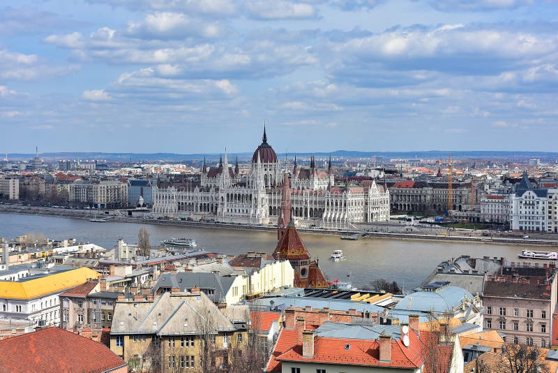 Panoramic view of Budapest stock image. Image of river - 212074975