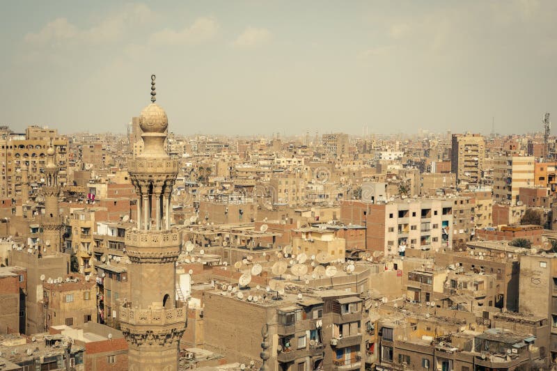 Cairo Egypt 10 02 2025 Panoramic View Drone Point Mosques Rooftops ...