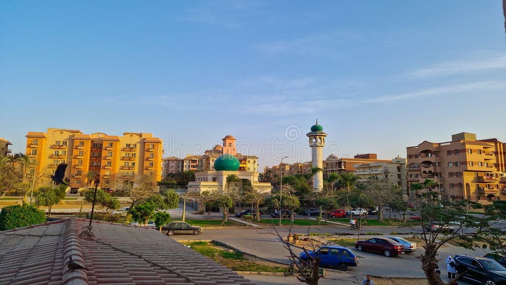 Panoramic View of Cairo from Drone Point of View. Mosques and Rooftops ...