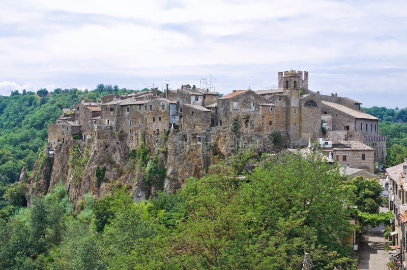 Panoramic View of Calcata. Lazio. Italy. Stock Photo - Image of house ...