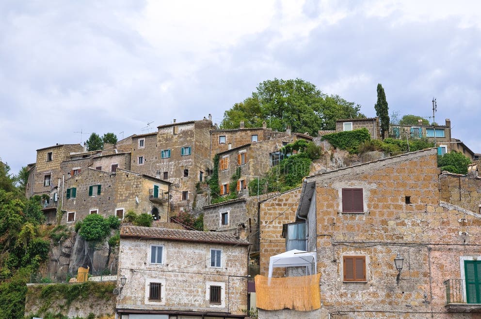 Panoramic View of Calcata. Lazio. Italy. Stock Image - Image of ...