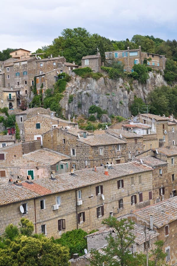 Panoramic View of Calcata. Lazio. Italy. Stock Image - Image of ...