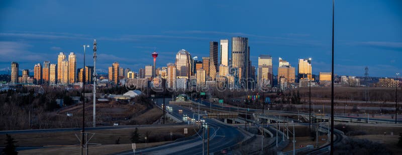 Panoramic View of Calgary`s Skyline Stock Image - Image of urban, city ...