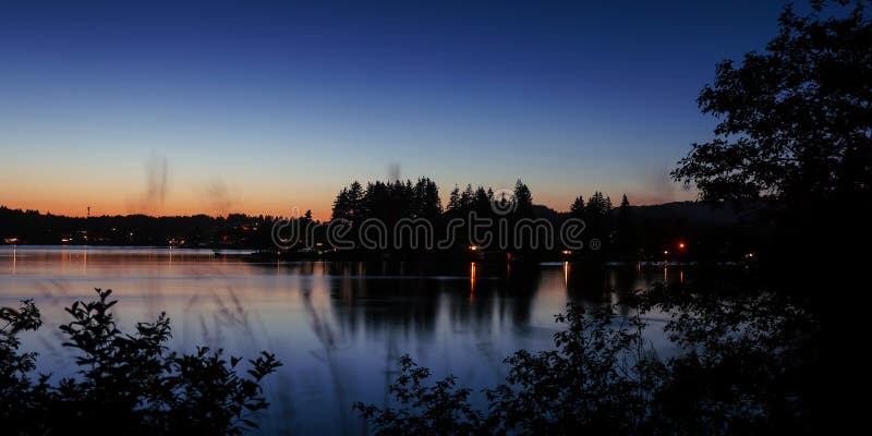Panoramic View of Cannon Beach in Twilight , Oregon Stock Photo - Image ...
