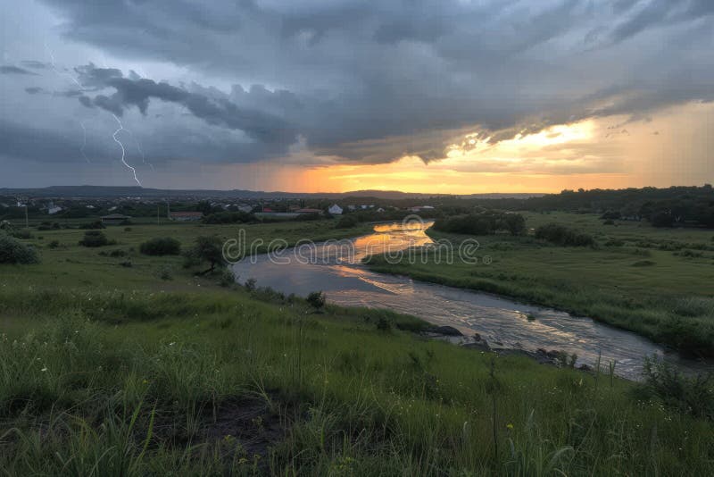 Summer Storm Approaching: Panoramic View of Dramatic Gray Clouds and ...