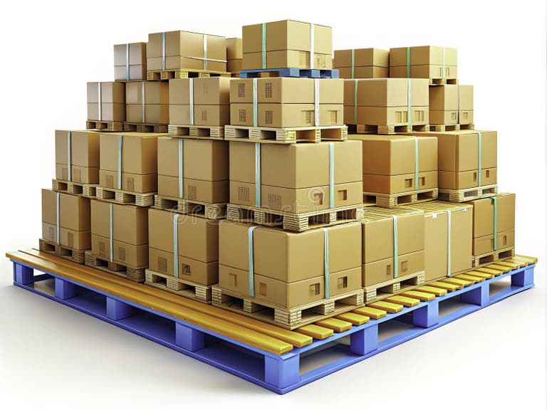 Panoramic View of Cardboard Boxes on Pallets a Comprehensive Visual for ...