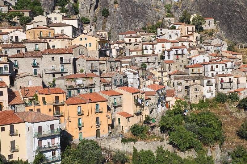 Panoramic View of Castelmezzano. Basilicata. Italy. Stock Photo - Image ...