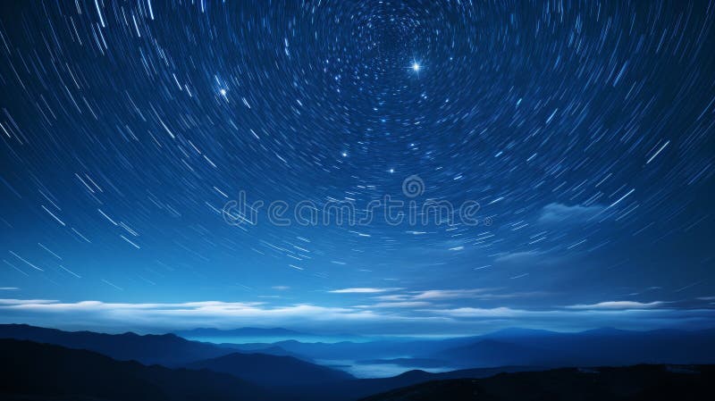 Panoramic View of Celestial Cosmos with Stars Streaking Across the ...