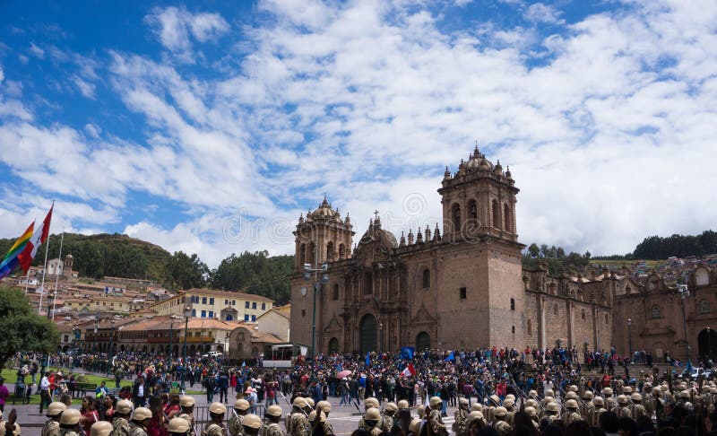 Panoramic View of the Central Square of Cusco in the Center of Cusco ...
