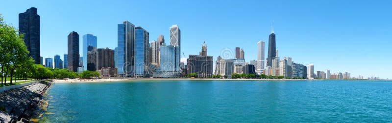 Panoramic View of Chicago Skyline - Chicago Stock Photo - Image of ...