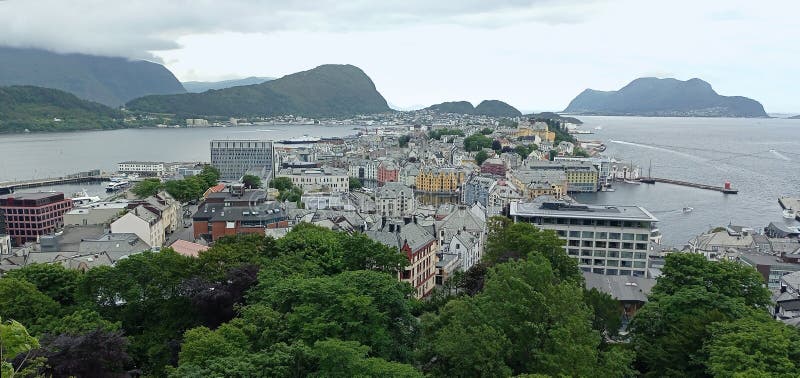 Panoramic View of the City of Alesund, Norway Stock Photo - Image of ...