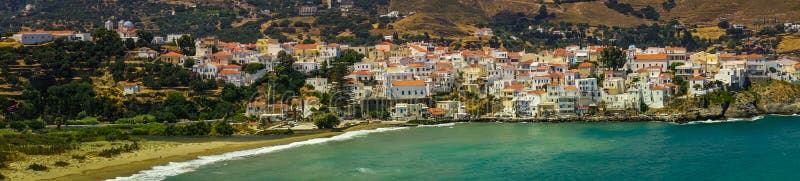 Panoramic View of the City of Andros, Andros, Greece Stock Photo ...