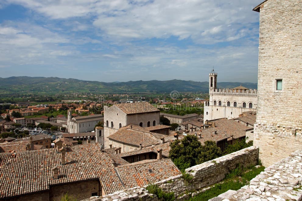 Panoramic View of the City of Gubbio Stock Image - Image of gothic ...