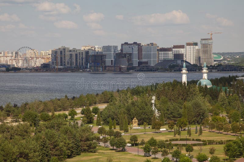 Panoramic View of the City of Kazan and the Volga River, Russia Stock ...