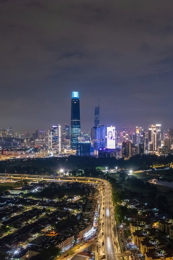 Panoramic View of the City at Night Editorial Photography - Image of ...