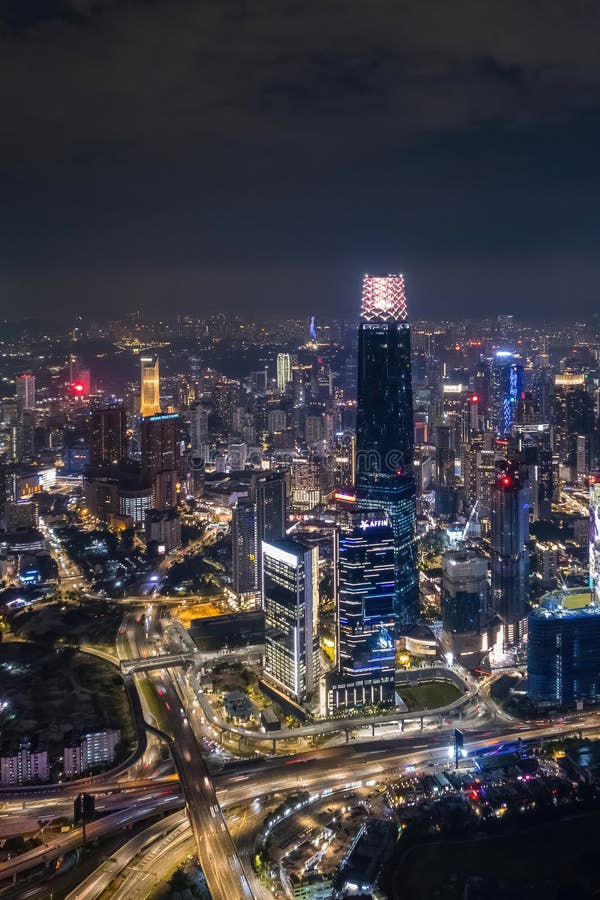 Panoramic View of the City at Night Editorial Image - Image of ...