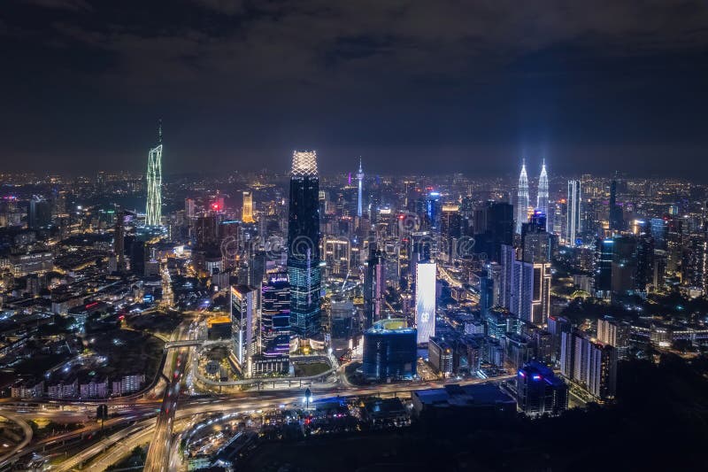 Panoramic View of the City at Night Editorial Photography - Image of ...