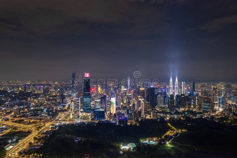 Panoramic View of the City at Night Editorial Image - Image of ...
