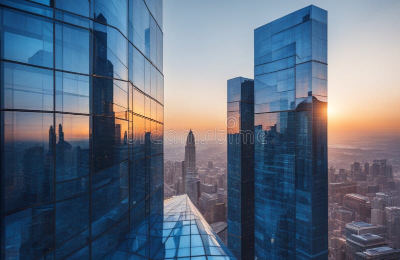 Panoramic View of City at Sunset with Skyscrapers Editorial Photo ...