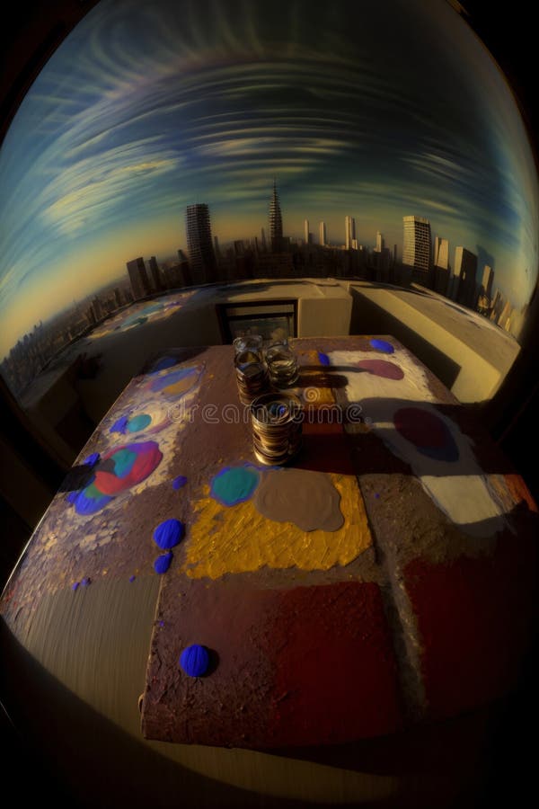 A Panoramic View of a City from a Table. Generative AI Stock ...
