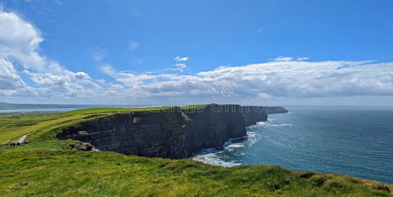 Panoramic View of the Cliffs of Moher in Ireland Stock Image - Image of ...
